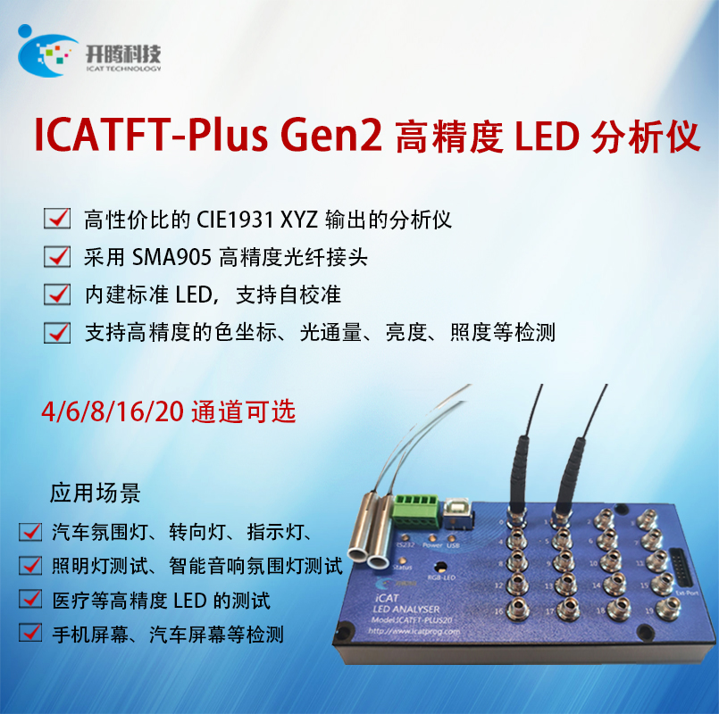 LED测试仪 LED 分析仪 ICATFT-PLUS 4/6/8/12/16/20 通道高精度 - 深圳市开腾科技有限公司